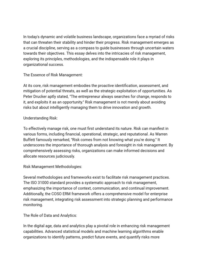 Navigating The Seas of Uncertainty - The Art and Science of Risk ...