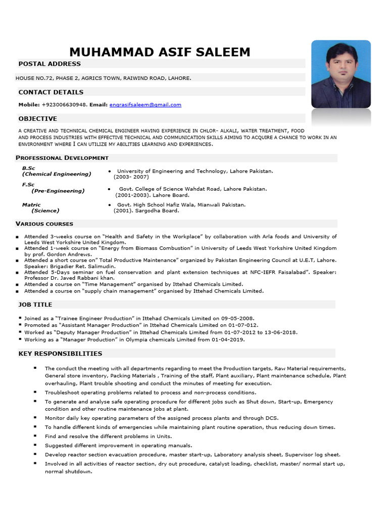 Resume Muhammad Asif Saleem | PDF
