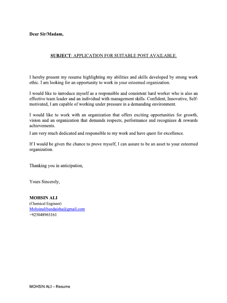 Resume Mohsin Ali | PDF