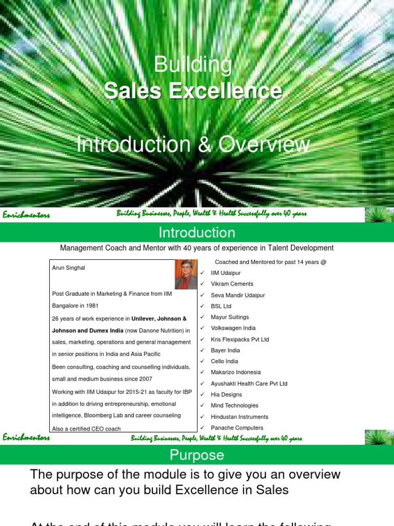 Sales Excellence - Introduction | PDF | Sales | Customer