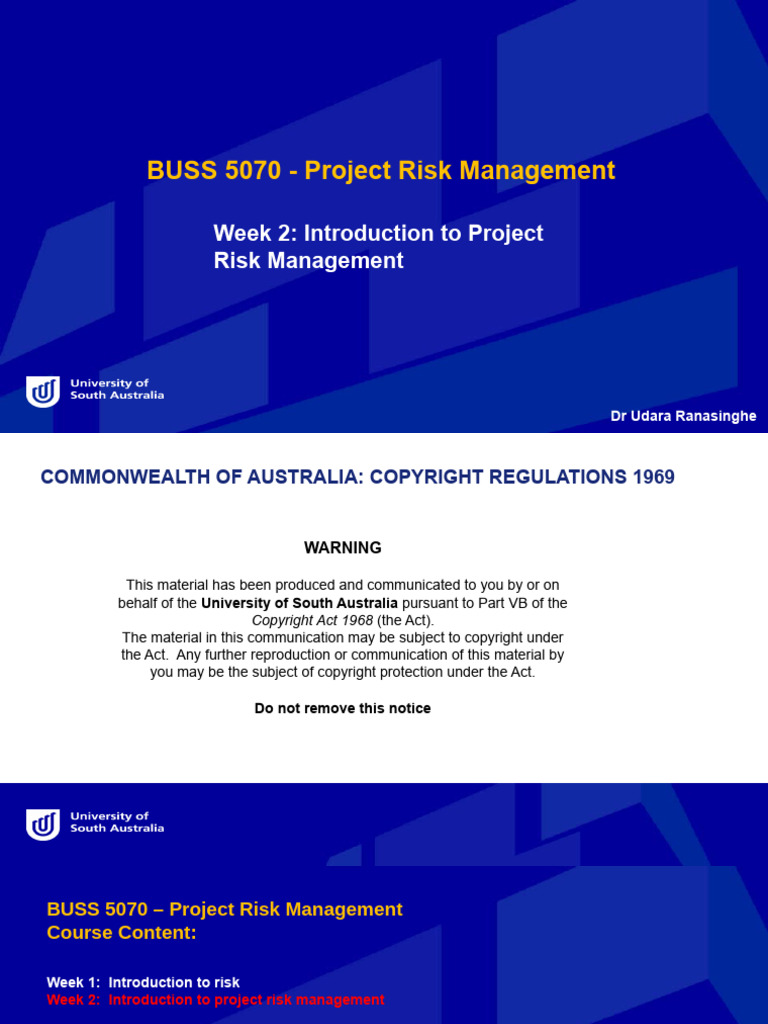 BUSS 5070 Project Risk Management - Week 2 (With Answers) | PDF | Risk ...