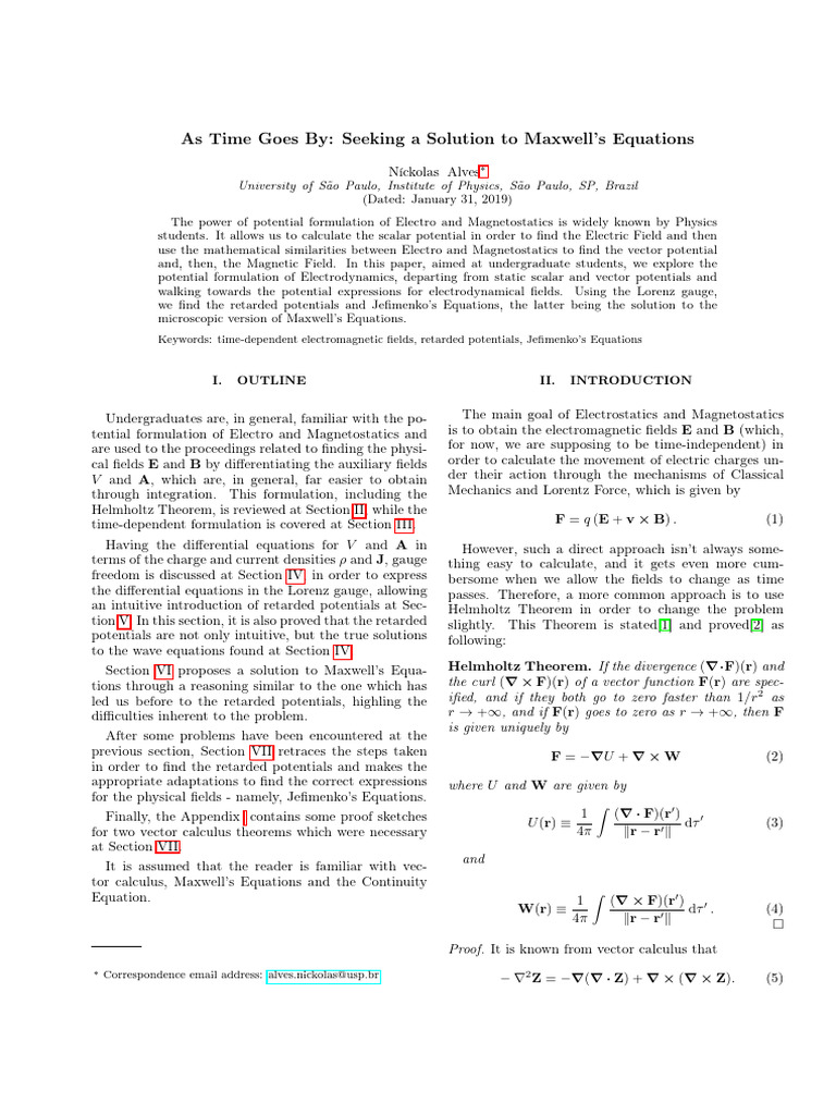 As Time Goes by Seeking A Solution To Maxwell S Equations | PDF ...