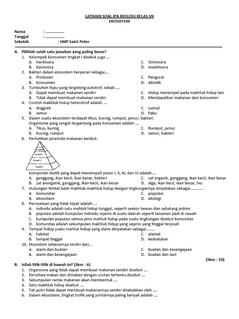 IPA Biologi Soal Latihan Ekosistem | PDF | Sains & Matematika