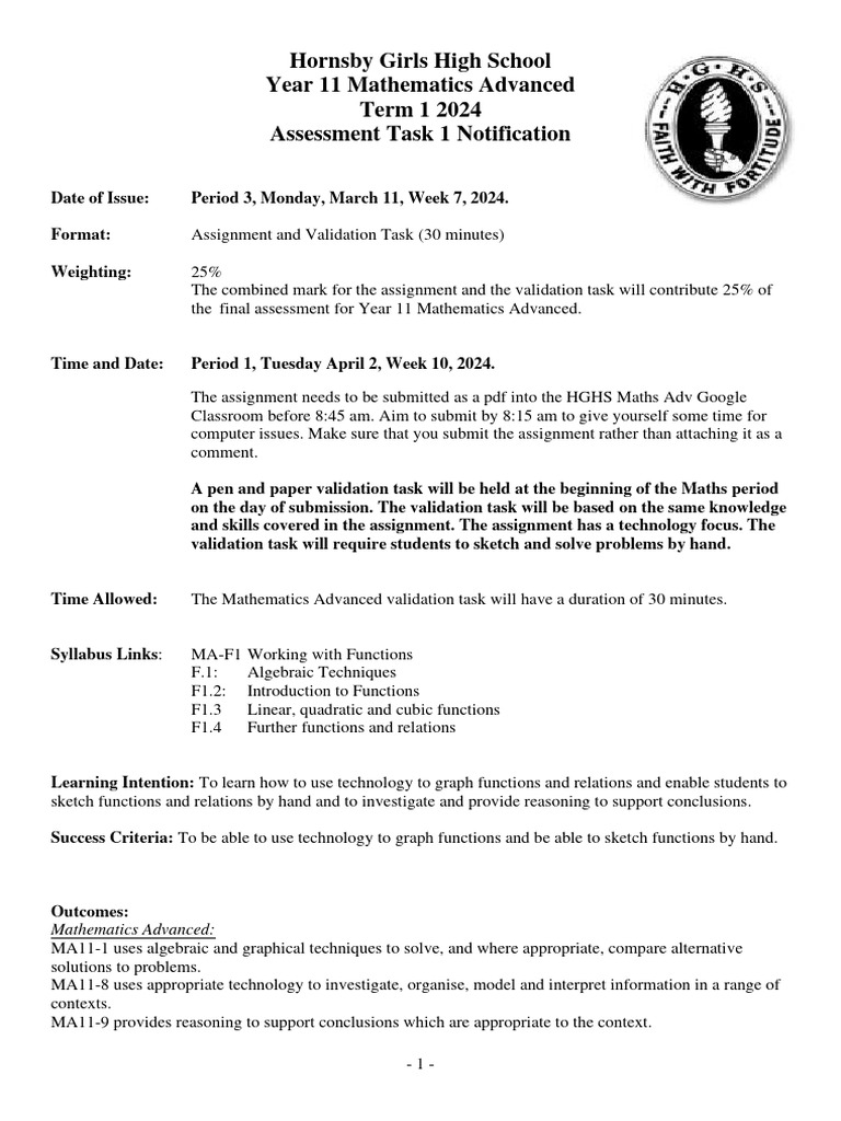 Mathematics Advanced Assignment 2024 | PDF | Zero Of A Function | Function (Mathematics)