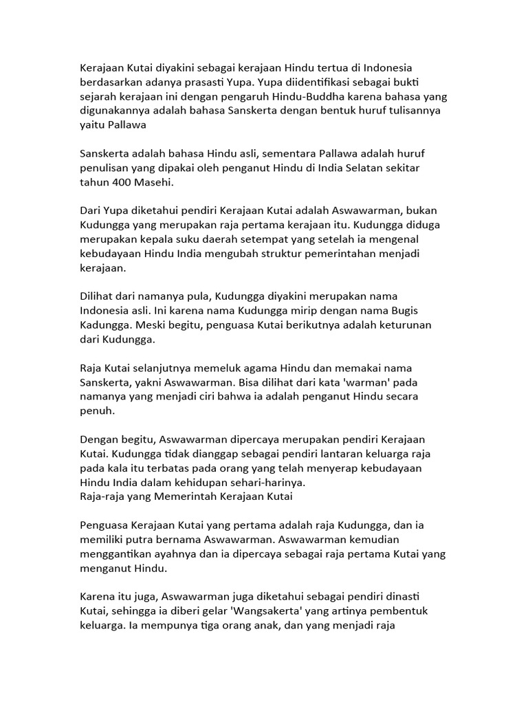 Kerajaan Kutai Diyakini Sebagai Kerajaan Hindu Ter | PDF | Sejarah