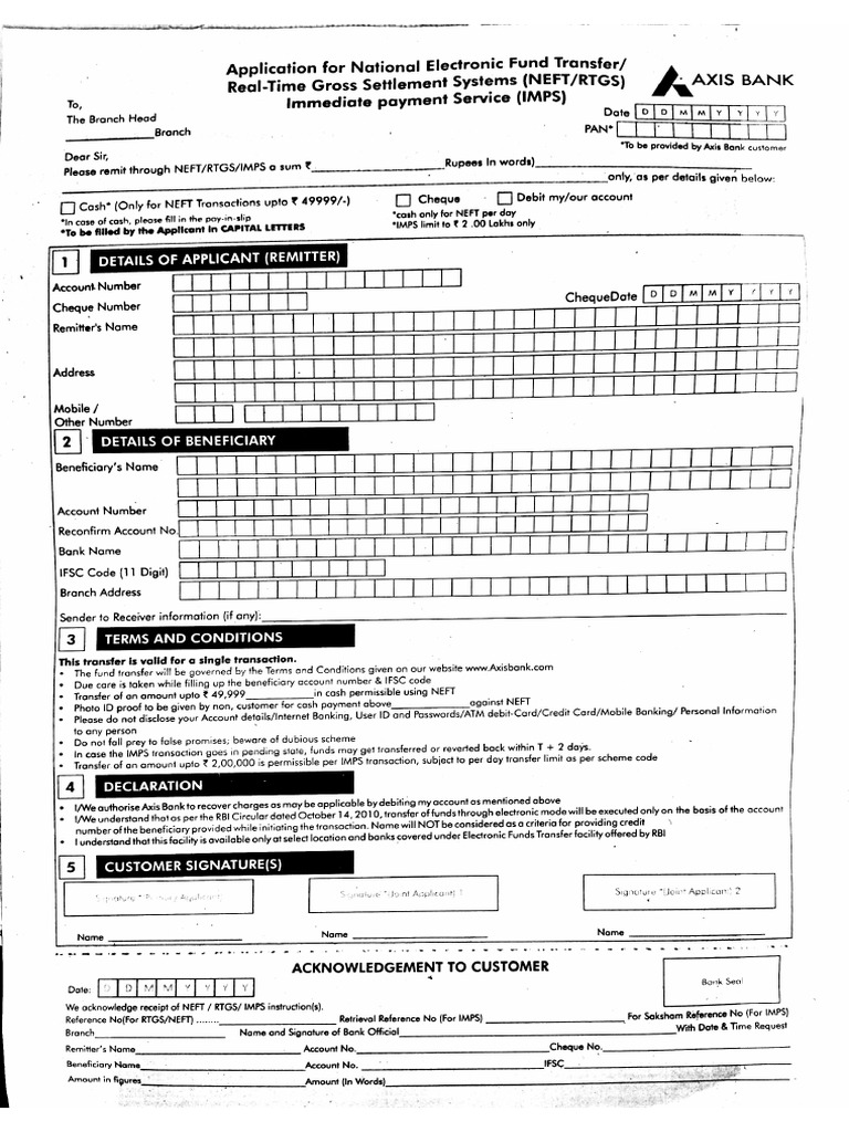 Rtgs Neft Form | PDF