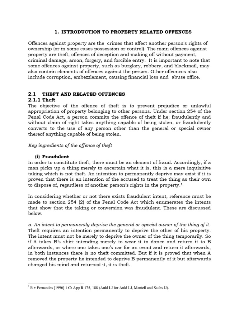 Theft Offence Notes | PDF | Theft | Crimes