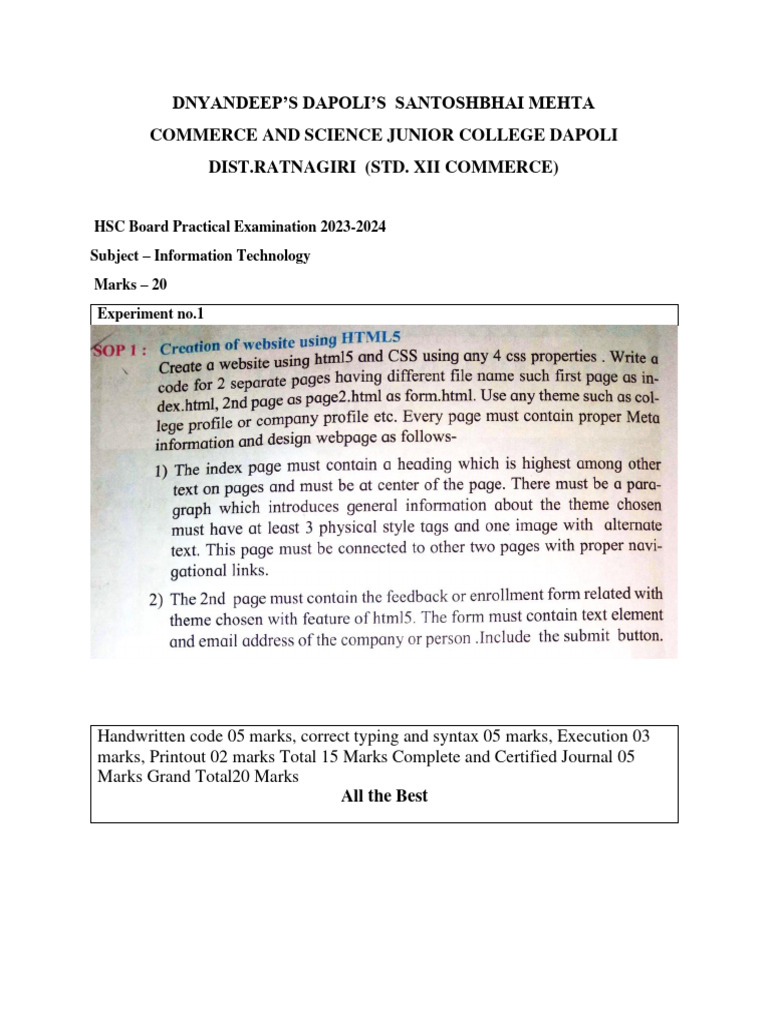 HSC Board Practical Examination 2023-2024 Stream - Commerce | PDF | Information Technology ...