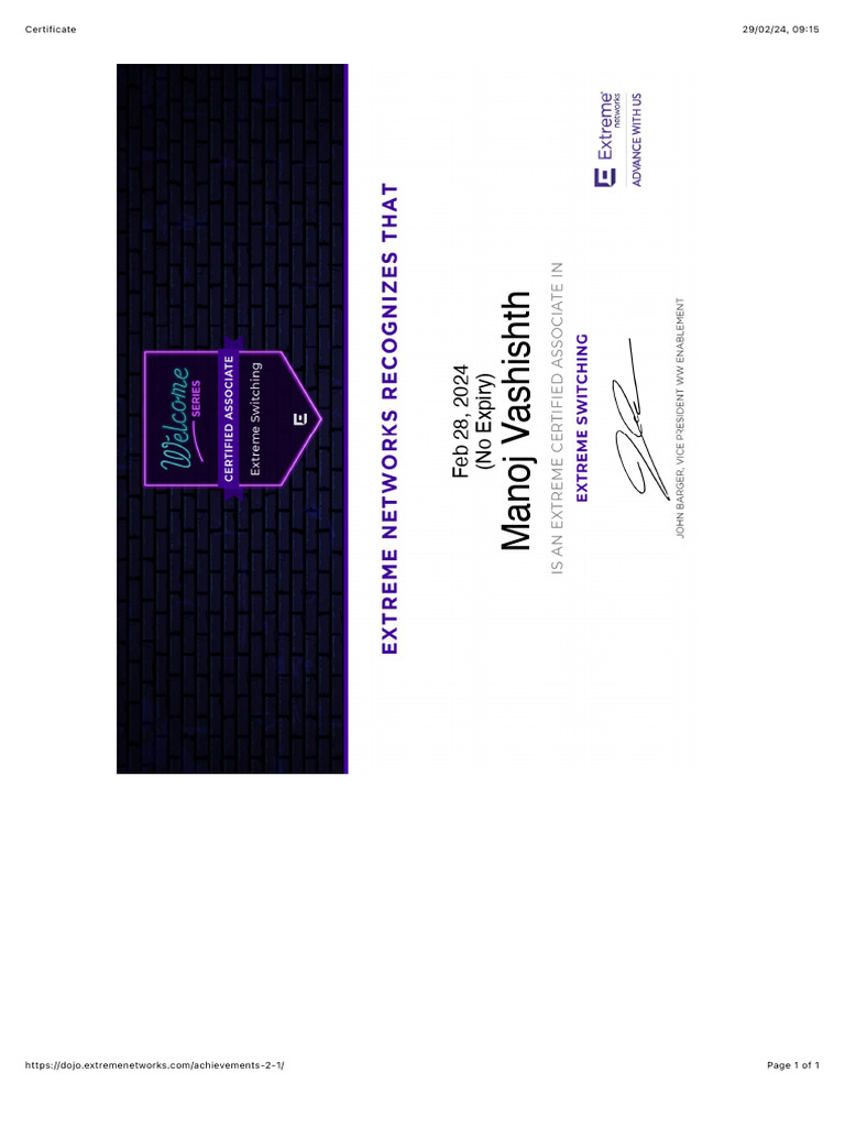 MV Extreme Certified Associate in Extreme Switching | PDF