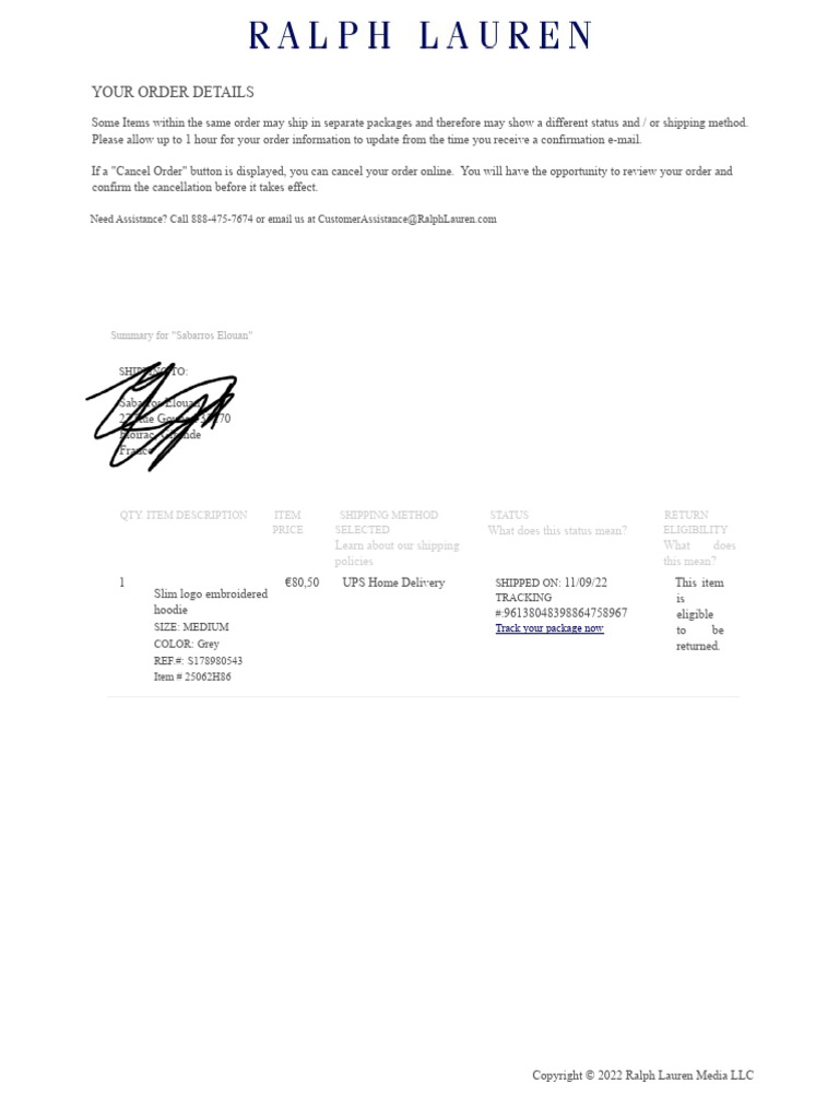 Facture Ralph Lauren | PDF