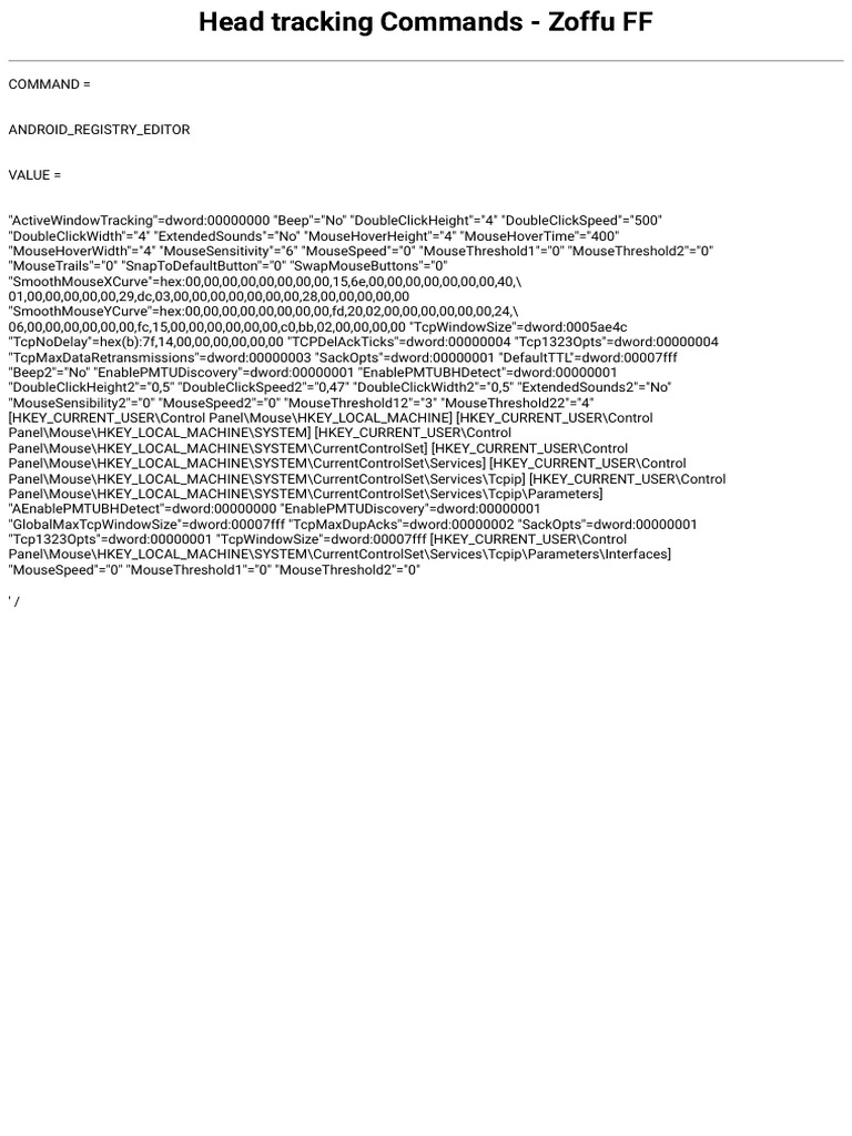 Head Tracking Commands - Zoffu FF1709658726 | PDF