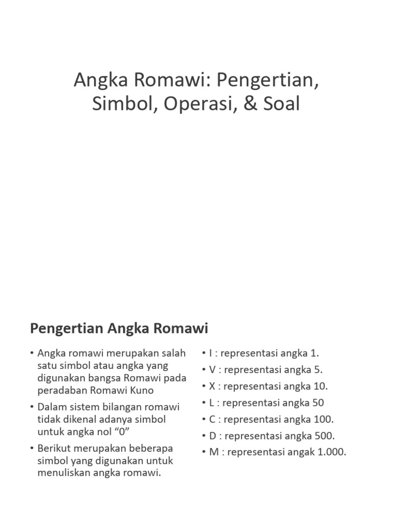 Angka Romawi (Pengertian, Simbol, Operasi & Soal) | PDF | Metode ...