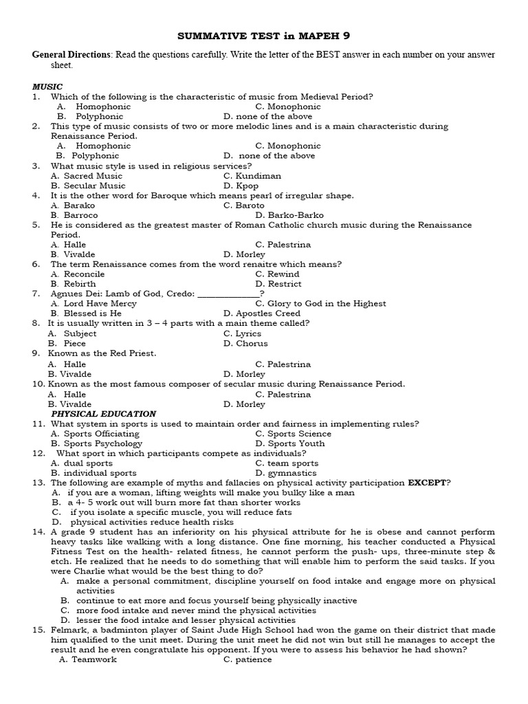 Grade 9 - First Quarter | Download Free PDF | Physical Fitness | Obesity