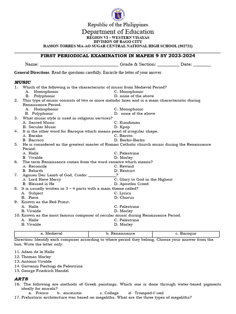 Grade 9 - First Quarter | PDF | Paintings | Deforestation