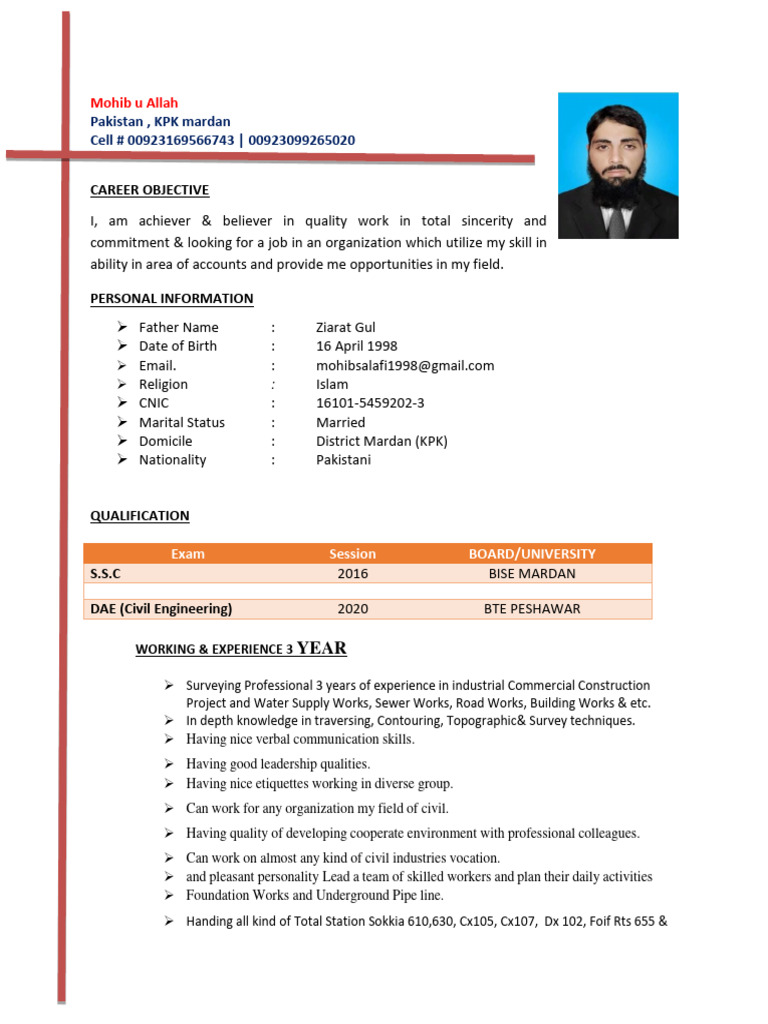 Mohib U Allah New C V | PDF