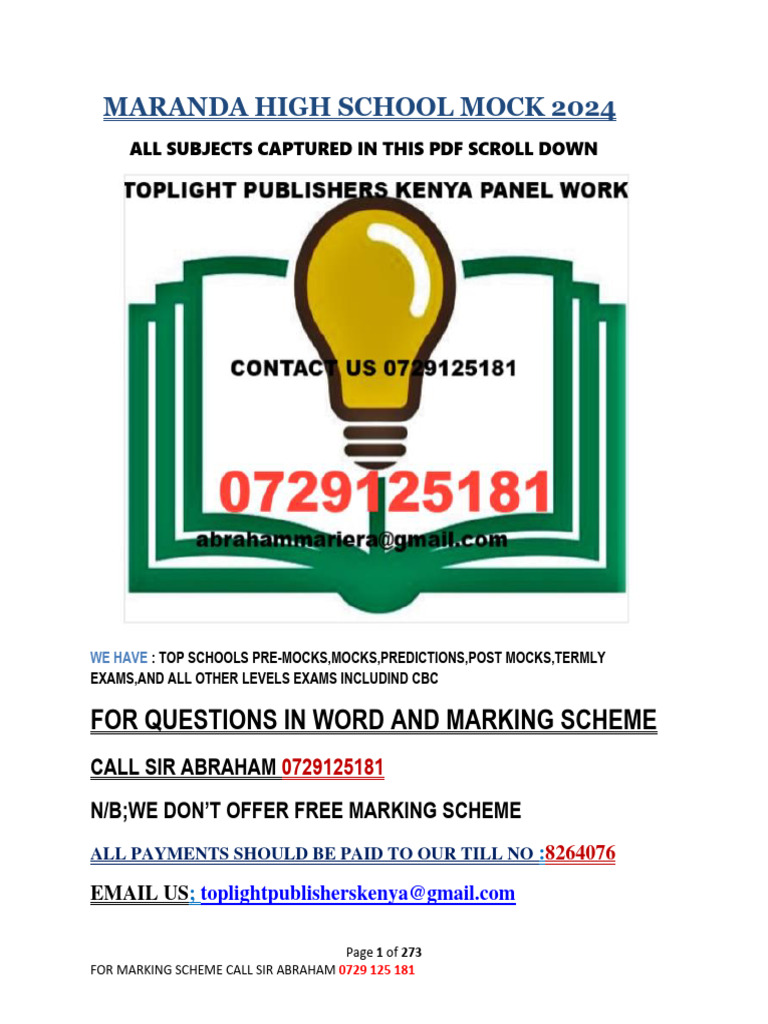 Maranda High School Mock 2024 | PDF | Agriculture