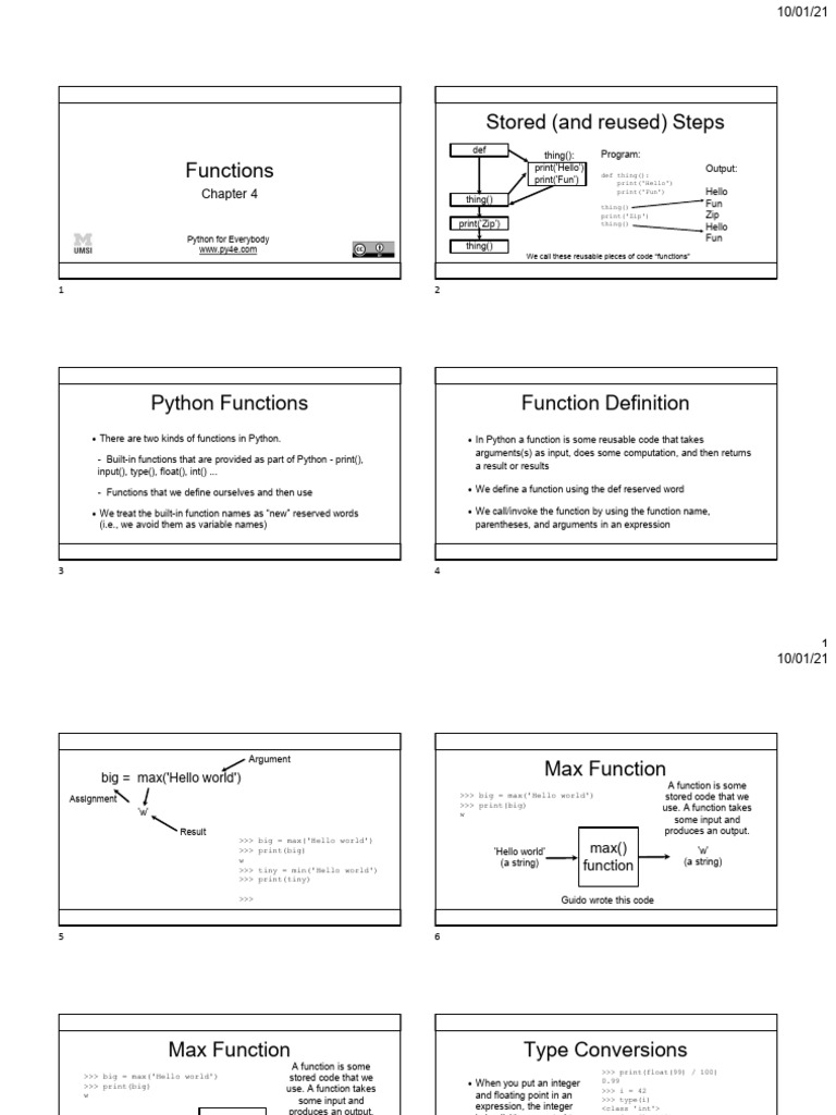 Pythonlearn 04 Functions | Download Free PDF | Parameter (Computer Programming) | Control Flow