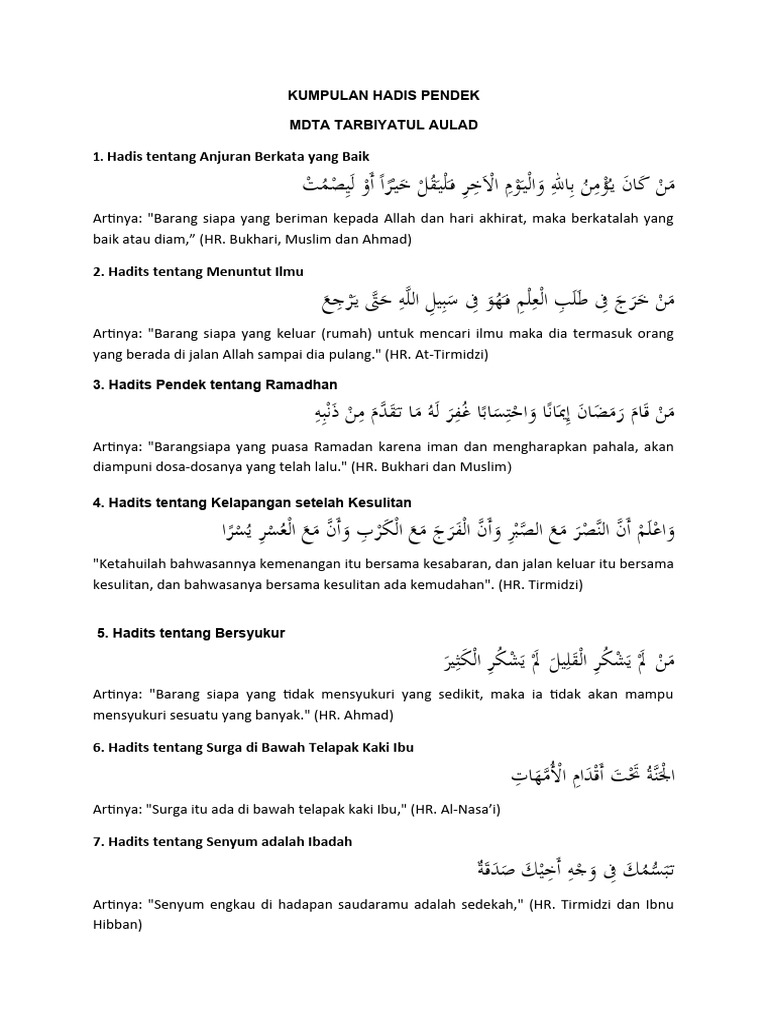 Kumpulan Hadis Pendek | PDF