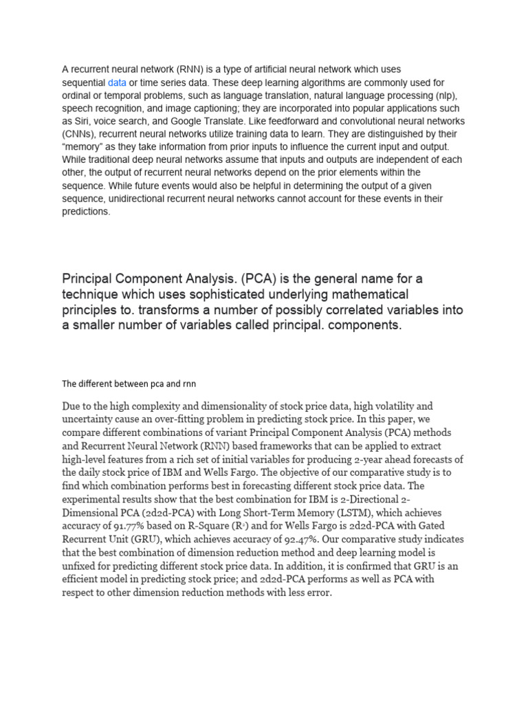 A Recurrent Neural Network | PDF | Artificial Neural Network | Principal Component Analysis
