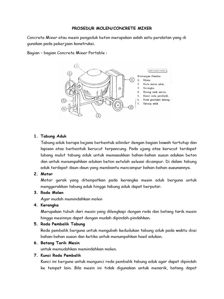 Prosedur Kerja Concrete Molen | PDF