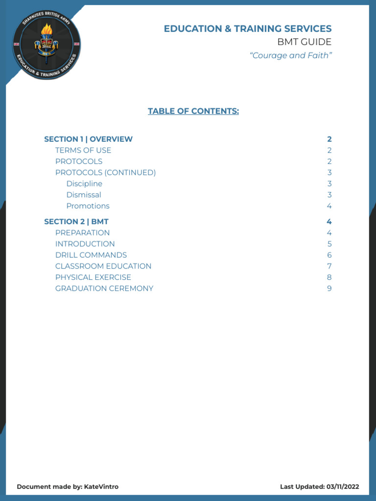 ETS - BMT Guide | PDF