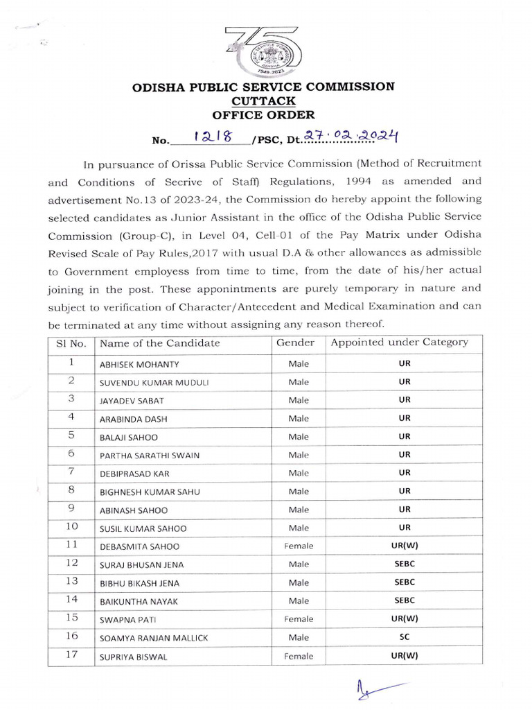 Appointment Order | PDF