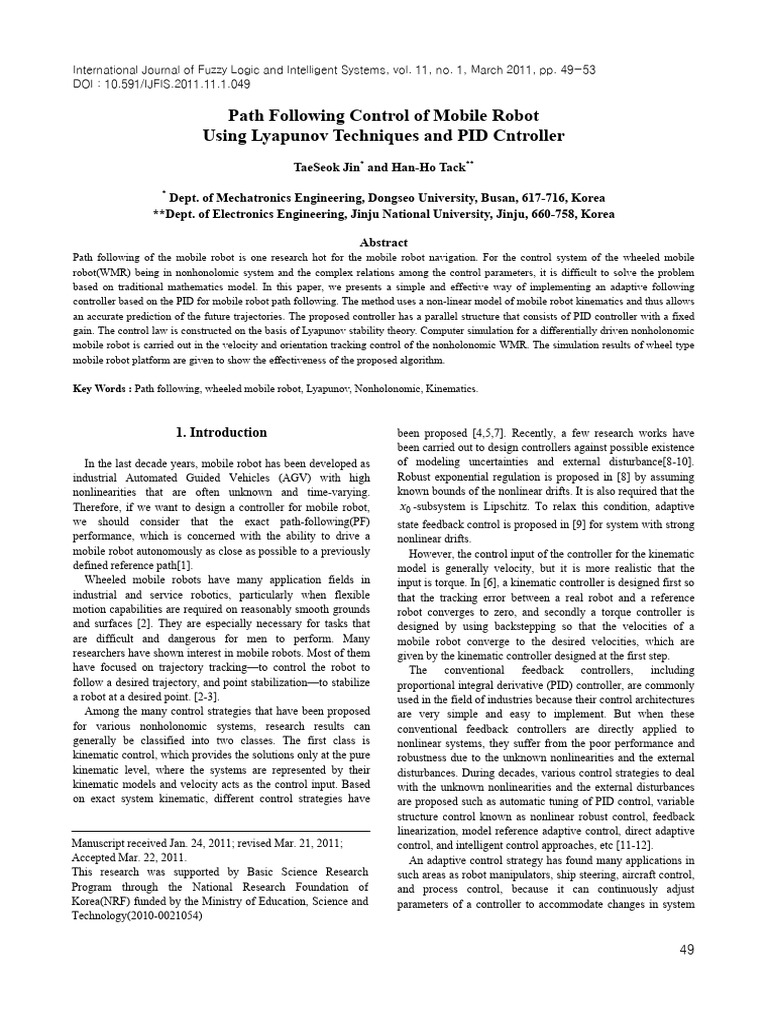 Mobile Robot Lyaponov | PDF | Control Theory | Kinematics