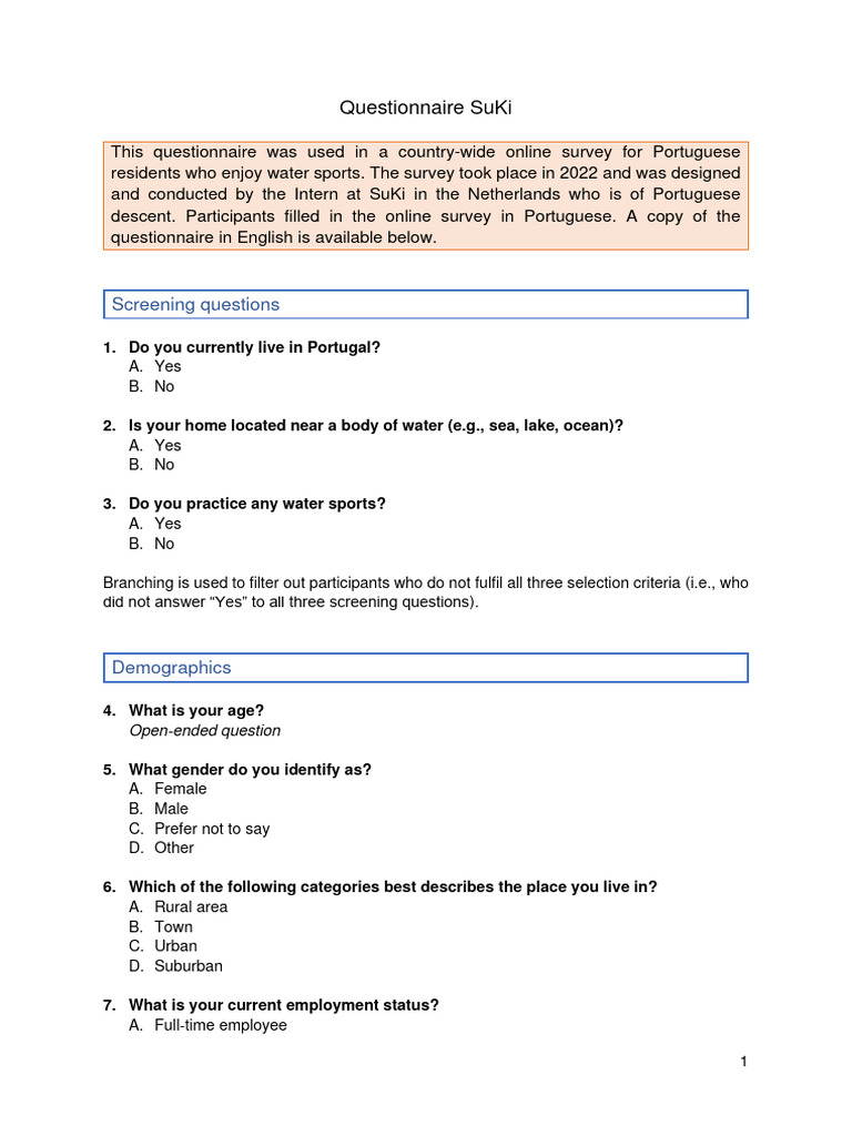 Questionnaire SuKi | PDF | Recycling | Economies