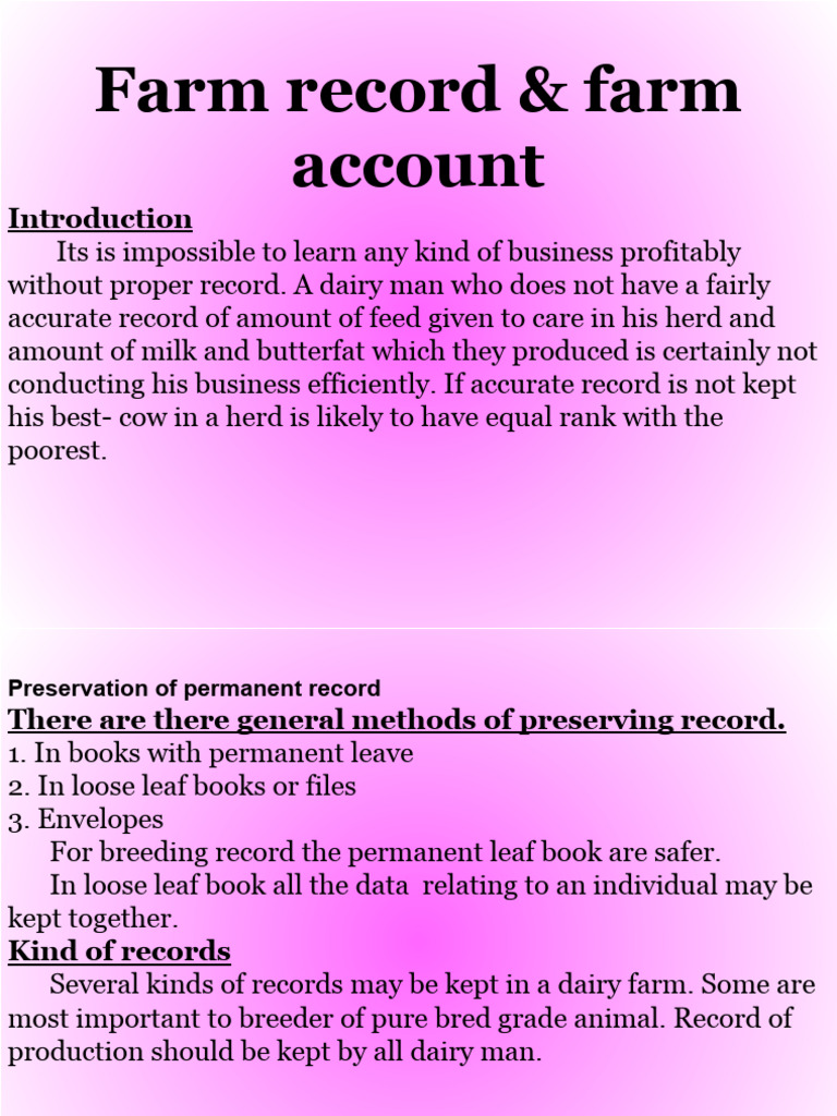 Farm Record Pdf