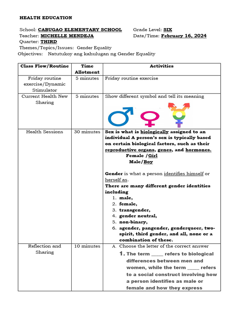 Lesson 1 | PDF | Gender | Gender Studies