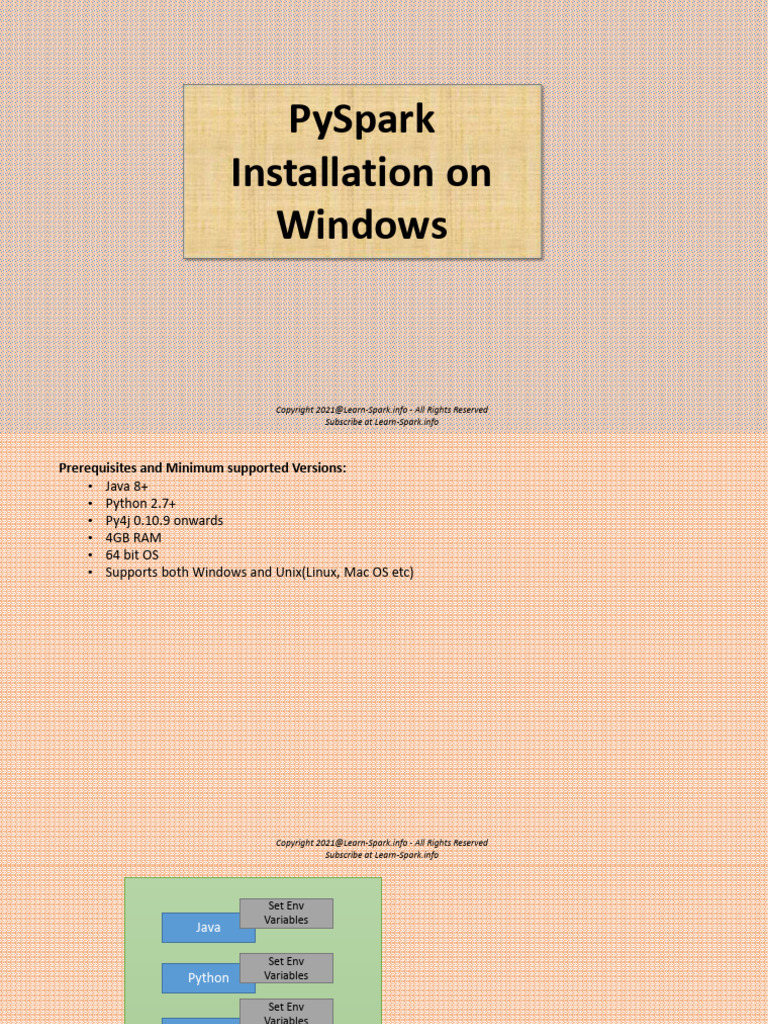 Pyspark Installation On Windows: Subscribe at Learn-Spark - Info | PDF