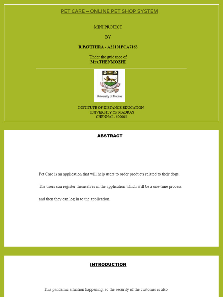 Pet Care - Online Pet Shop System | PDF | Application Software | Pet