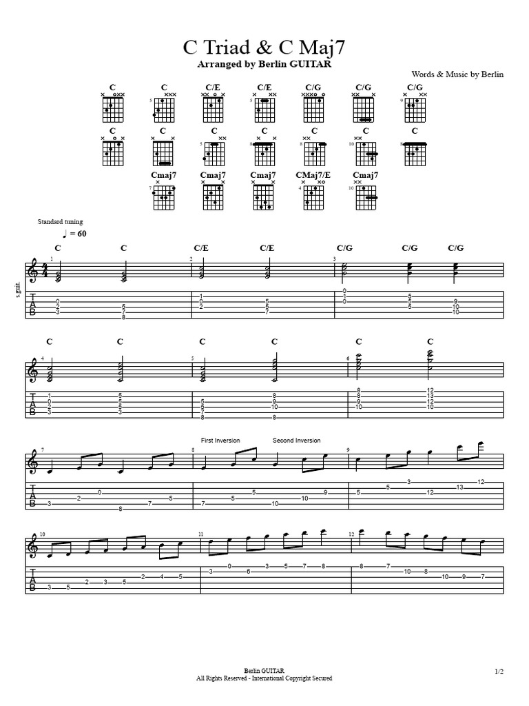 C Triad & C Maj7 | PDF | Guitars | Irish Musical Instruments