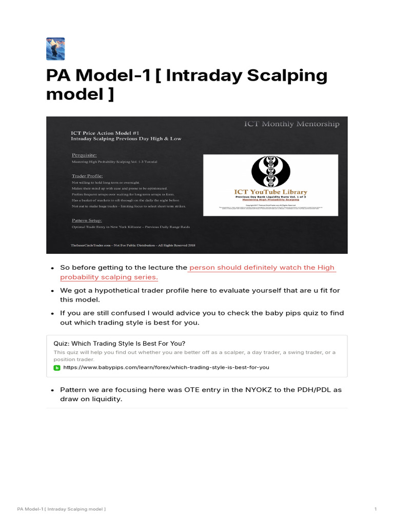 PA Model-1 - Intraday Scalping Model | PDF