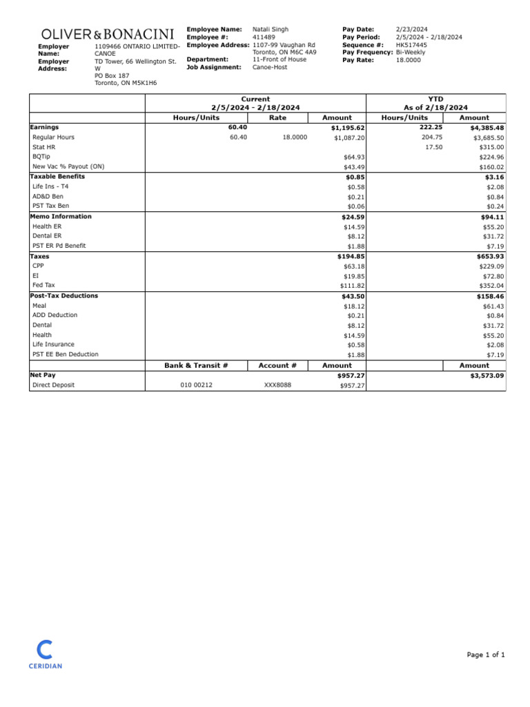 Earnings - Dayforce | PDF | Personal Finance | Business