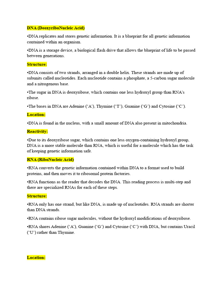 Science-10 Q3 Lecture DNA and RNA | PDF | Rna | Dna