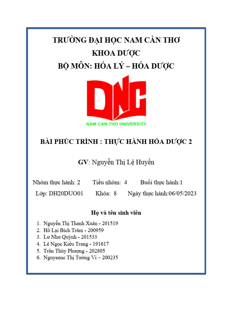 TH Hóa Dư C 2 Nhóm 4 | PDF