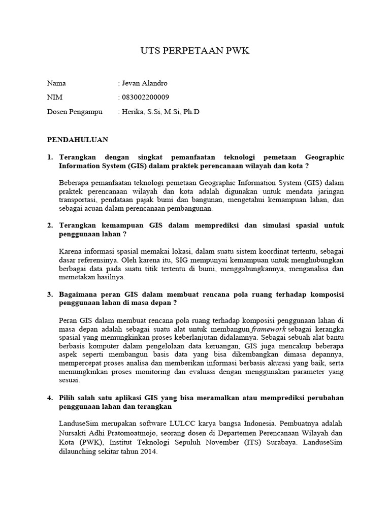 Uts Perpetaan PWK | PDF | Teknologi & Rekayasa