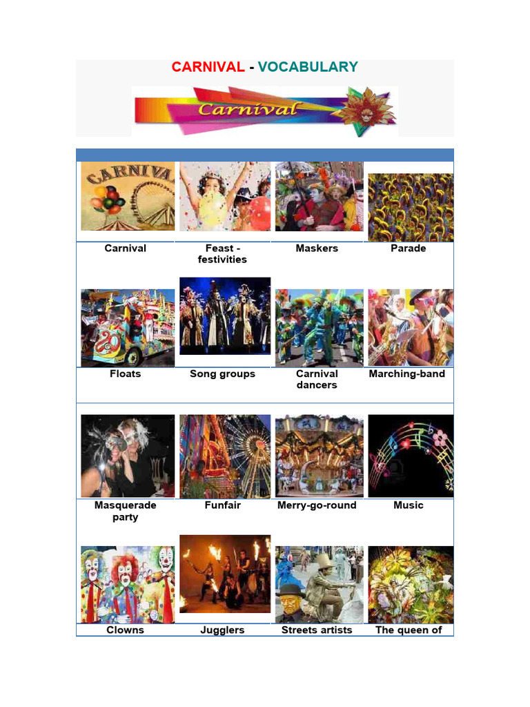 Copia de Carnival Vocabulary Exercise | PDF