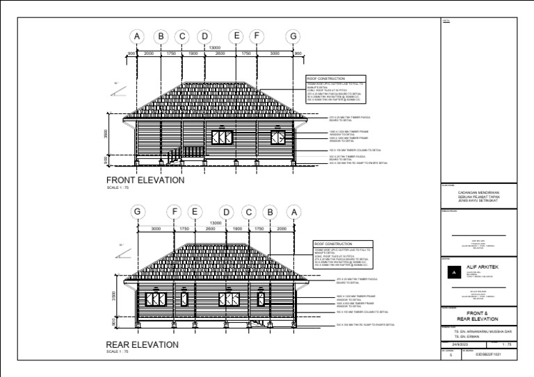 Midterm Front & Rear Elev.a2 | PDF | Architectural Elements | Building Engineering