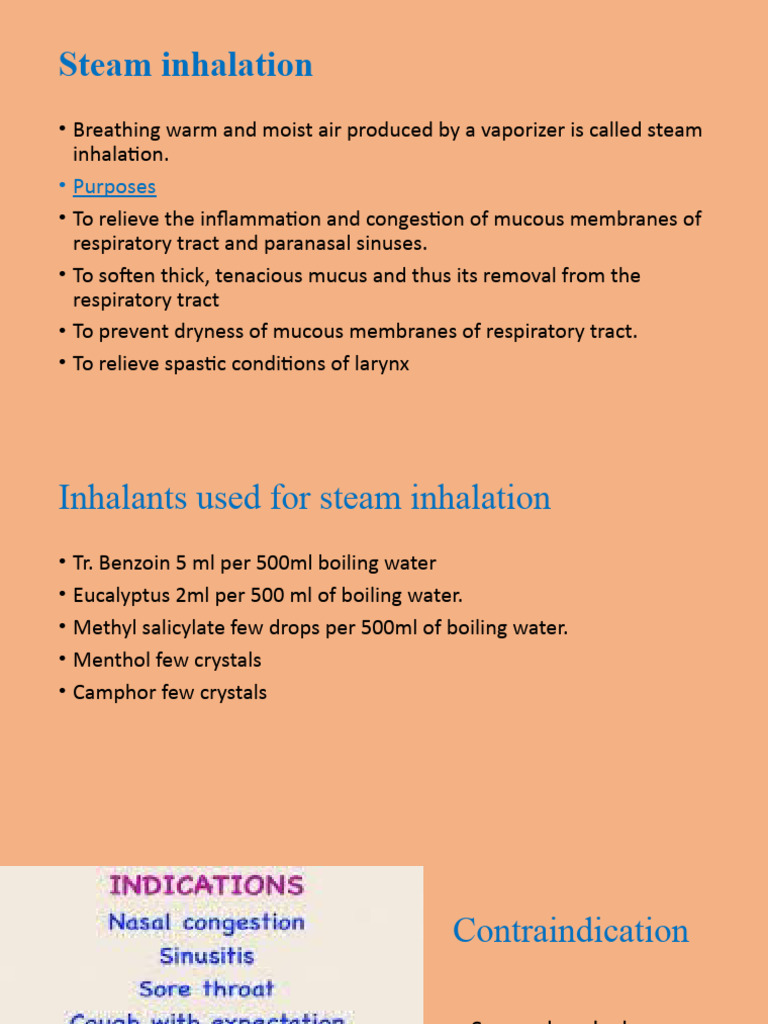 Steam Inhal, Tracheostomy | PDF | Mucus | Diseases And Disorders