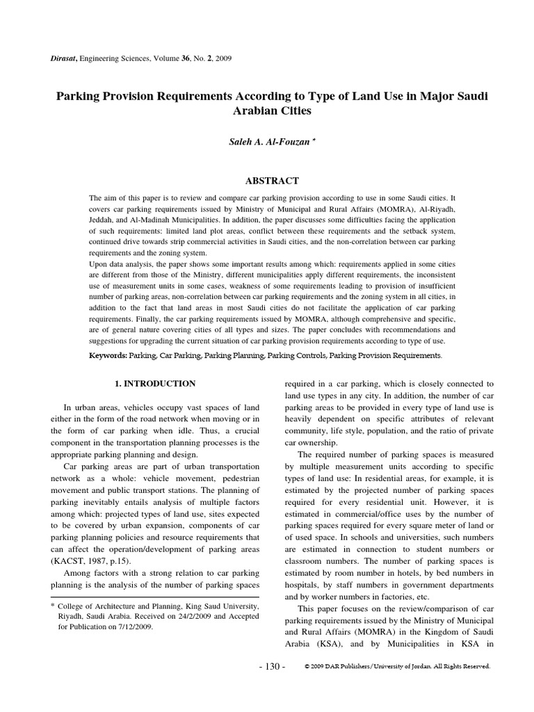 MOMRA Requirements | PDF | Parking | Zoning