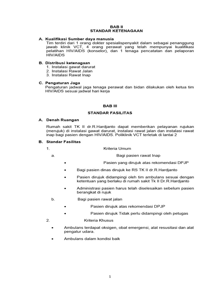 Standar Ketenagaan Rujukan Hiv | PDF