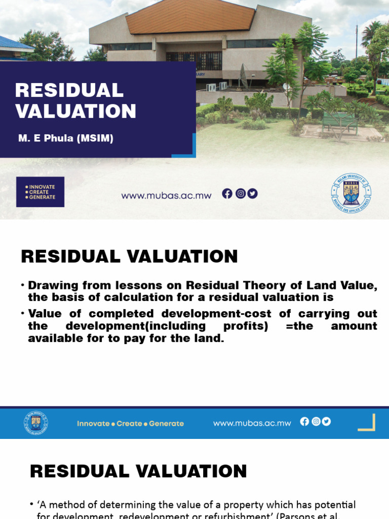 Residual Valuation | PDF | Real Estate Appraisal | Economies