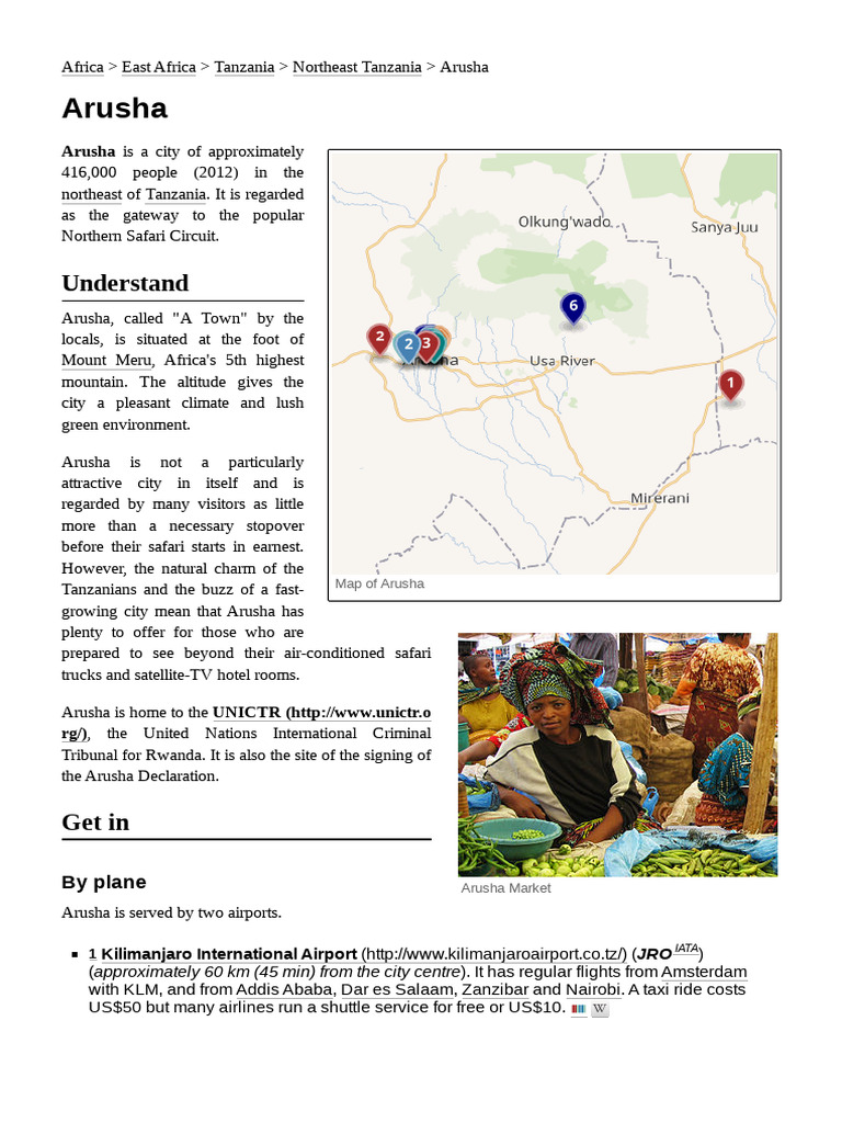 Arusha (Wikipedia) | PDF | Tanzania | Public Transport