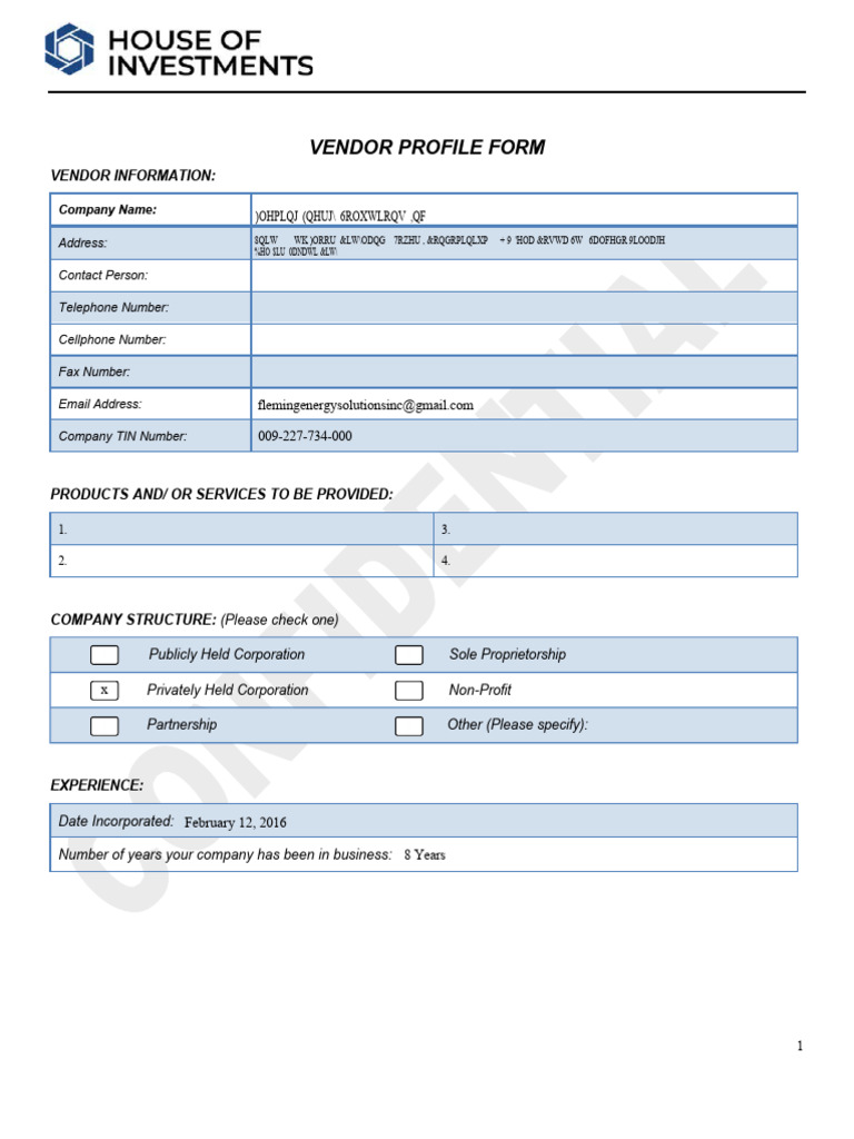 Vendor Profile Form Ver1 | PDF | Information | Privacy