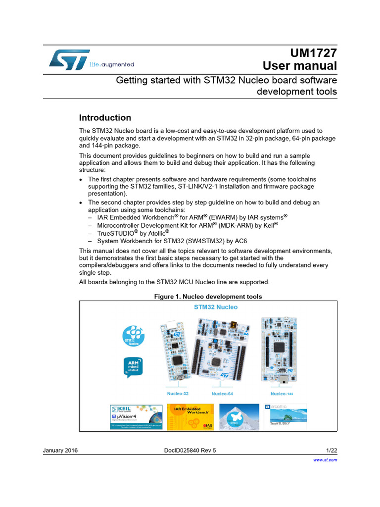 Dm00105928 Getting Started With Stm32 Nucleo Board Software Development Tools Stmicroelectronics ...