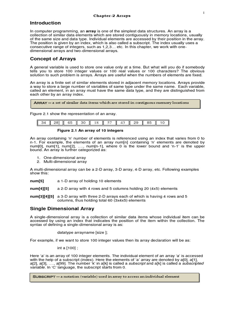 Unit-2 Arrays | Download Free PDF | Variable (Computer Science) | Mathematics