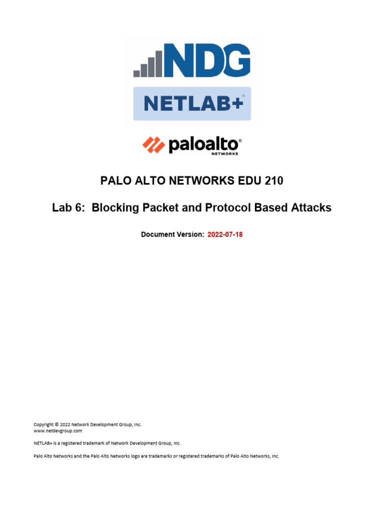 Lab 6 Blocking Packet and Protocol Based Attacks | PDF | Denial Of Service Attack | Transmission ...