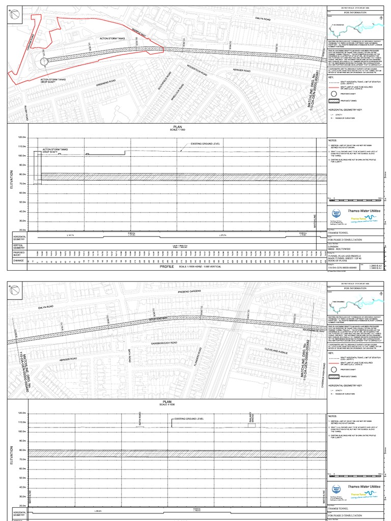Tunnel Plan and Profile Main Tunnel - Sheets 1-5 of 40 | PDF | Ordnance ...